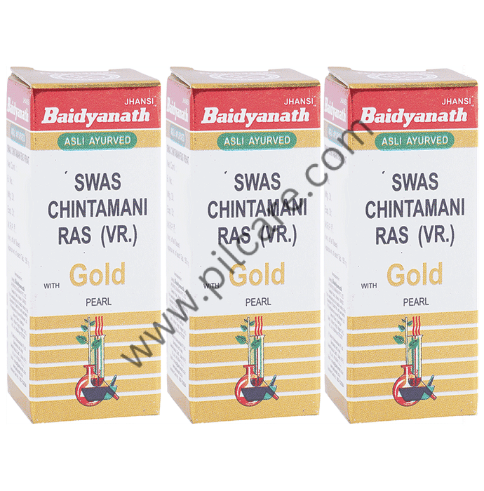 Baidyanath (Jhansi) Swas Chintamani Ras (Vr.) with Gold Pearl (25 Each ...