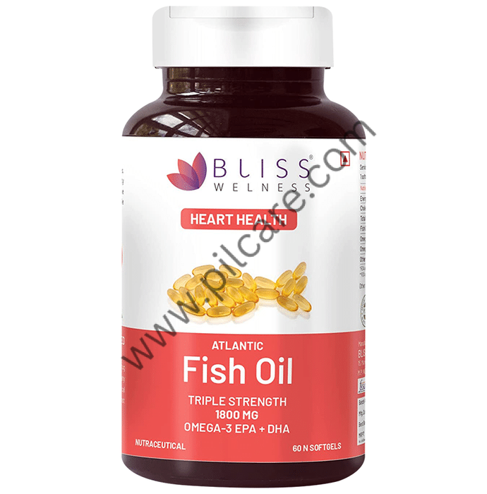 Bliss Welness Heart Health Arctic Fish Oil Triple Strength Omega-3 ...
