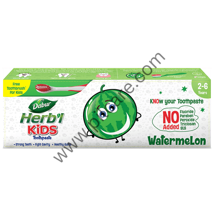 Dabur Herbal Kids 2-6 Years Toothpaste with Kids Toothbrush Free ...
