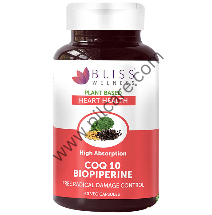 Bliss Welness Heart Health Coq 10 Biopiperine Veg Capsule Vegicap - N ...