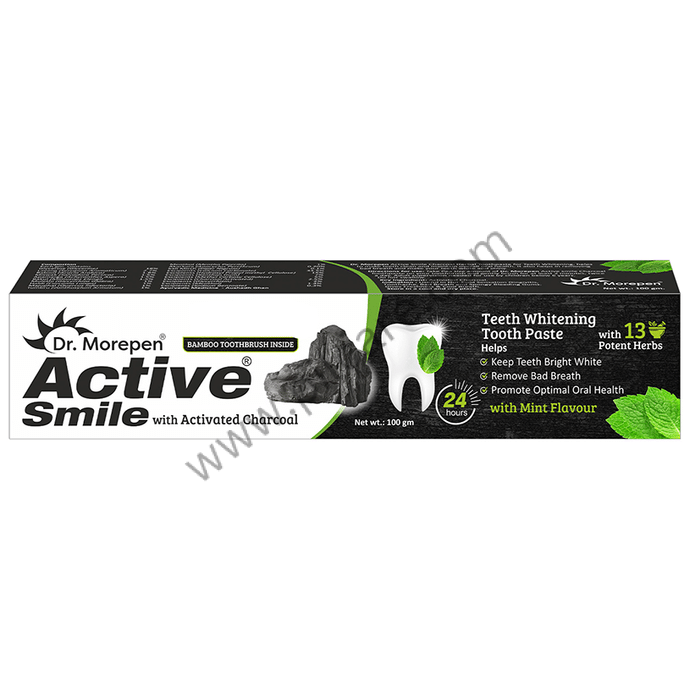Dr. Morepen Active Smile Charcoal Teeth Whitening Toothpaste Mint ...