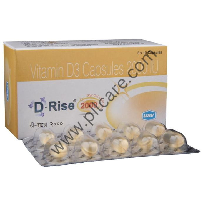 D-Rise 2000 Capsule with Vitamin D3 (Cholecalciferol) for Bone Health ...
