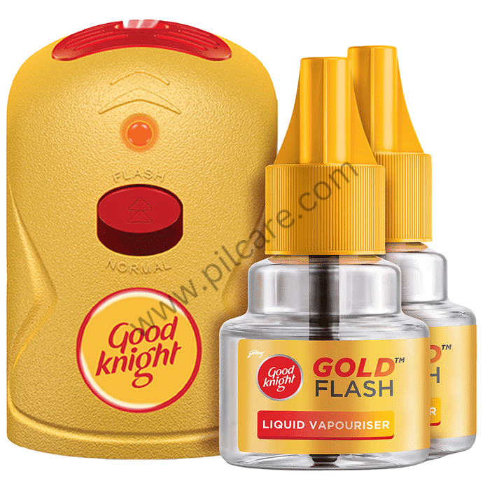 Good Knight Gold Flash Liquid Vapourizer with 2 Gold Flash Refills ...