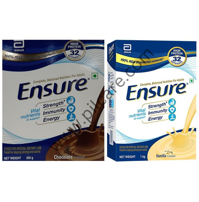 Combo Pack of Ensure Vanilla Powder Refill 1kg & Ensure Chocolate ...