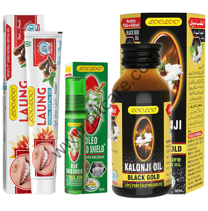 LooLoo Combo Pack of Laung Herbal Dental Gel (100gm), Oleo Cold Shield ...
