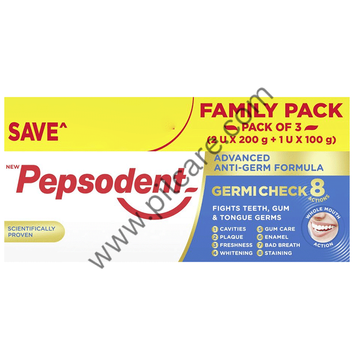 Pepsodent Germi Check 8 Actions Toothpaste Family Pack (2 Tube of 200gm ...
