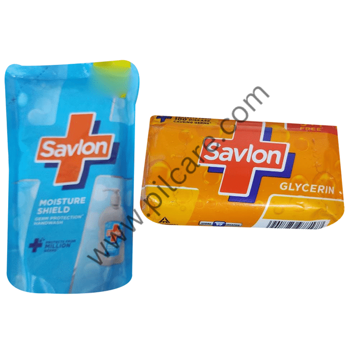 Savlon Glycerin Soap 125gm Each with Savlon Moisture Shield Handwash ...