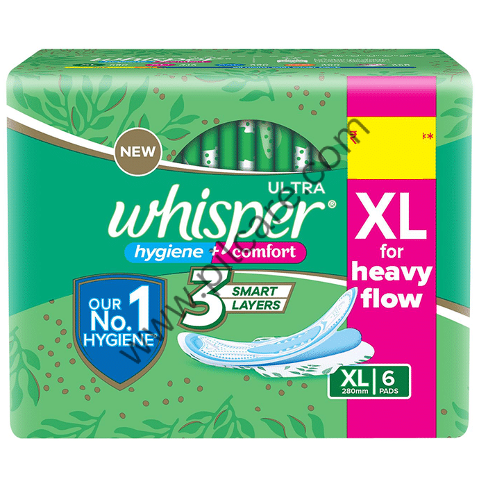 Whisper Ultra Hygiene + Comfort Sanitary Pads XL - N Chimanlal Enterprises