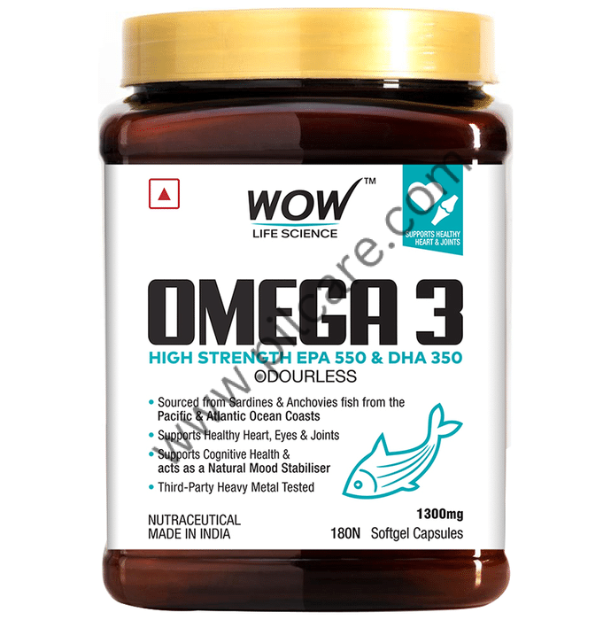 WOW Life Science 1300mg Omega 3 | Softgel Capsule for Heart, Brain, Eye ...