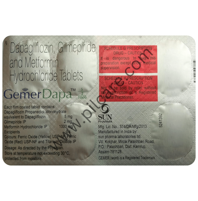 Gemer Dapa 5mg/2mg/1000mg Tablet - N Chimanlal Enterprises