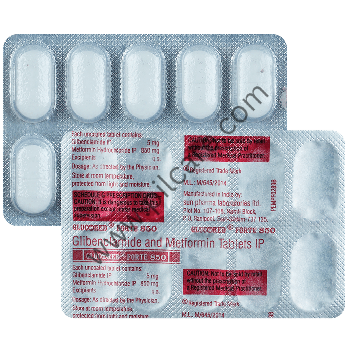 Glucored Forte 850 Tablet - N Chimanlal Enterprises
