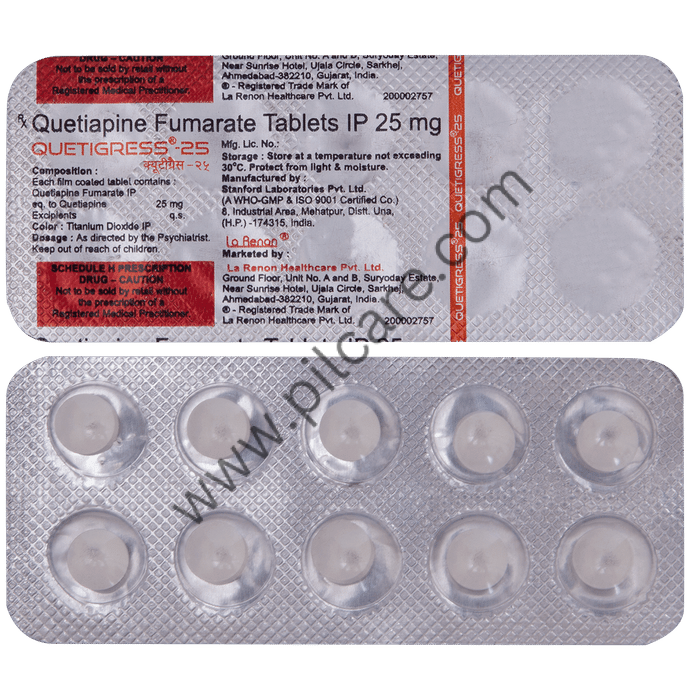 Quetigress 25mg Tablet - N Chimanlal Enterprises