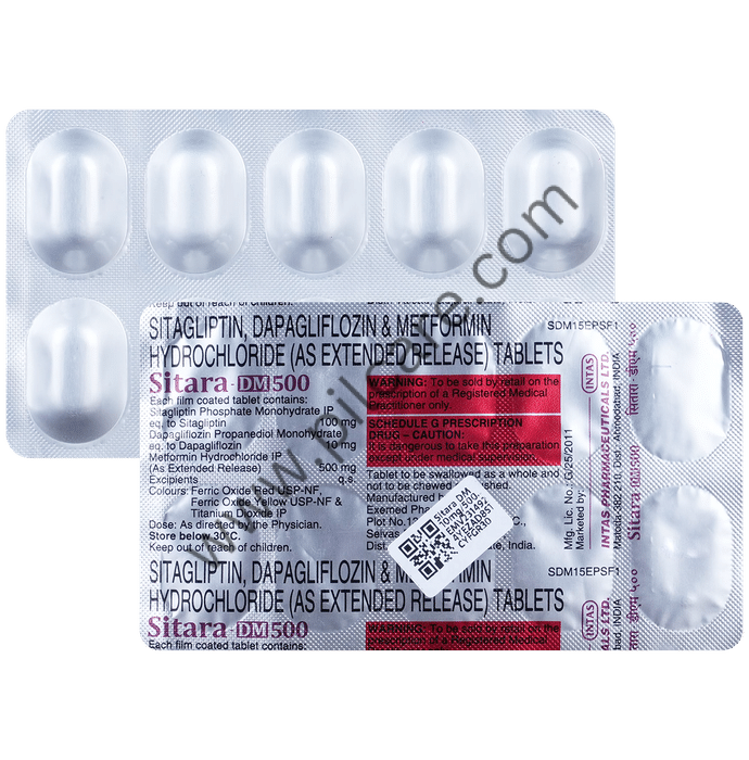 Sitara DM 10mg/500mg/100mg Tablet - N Chimanlal Enterprises